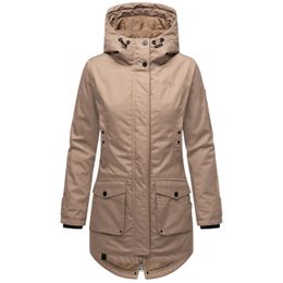 Parka Navahoo "Winterjacke Brinjaa", Damen, Gr. XL, grau (taupe grau), Obermaterial: 65% Polyester PES. 35% Baumwolle CO. Obermaterial: Futter: 100% Polyester PES. 100% Polyester PES., Jacken Parka