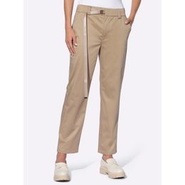 Heine Damen Webhose, beige, Gr. 40, unifarben, 97% Baumwolle, 3% Elasthan, Hosen