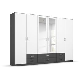 Kleiderschrank Rauch "Schrank Garderobe Ankleide GAMMA Breiten 91/136/181/226/271/315/360 cm", grau (graumetallic, alpinwei&szlig;, griffe alu), B:271cm H:210cm T:54cm, Holzwerkstoff, Schr&auml;nke, Kleiderschrank, verschiedene Griff-Varianten, mit Spiegel TOPSELLER MADE IN GERMANY