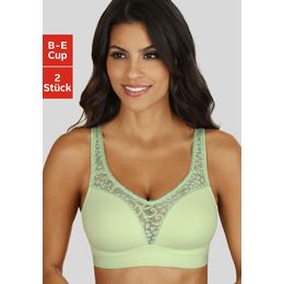 Damen Entlastungs-BH "Bralette-BH, Baumwoll-BH, BH ohne B&uuml;gel", PETITE FLEUR BY LASCANA, Gr. 80, gr&uuml;n, Jersey, Obermaterial: 80% Baumwolle, 11%