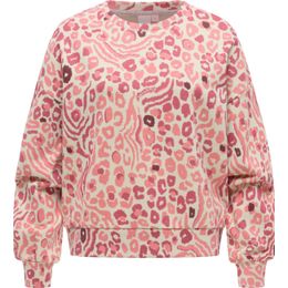 Rundhalspullover Ragwear "Sweater Wuss Print", Damen, Gr. M, rosa (pink), Obermaterial: 70% Baumwolle CO. 30% Polyester PES., Rundhals, &Auml;rmel ohne &Auml;rmelschlitz Rippb&uuml;ndchen, Pullover Rundhalspullover
