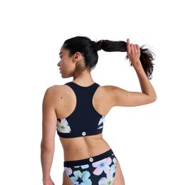 Crop-Bikini-Top Roxy "Roxy Active", Damen, Gr. M, Cup B, anthrazit im fleur real, Obermaterial: 75% Nylon, 25% Elasthan;, Bikini-Oberteile Crop-Bikini-Top