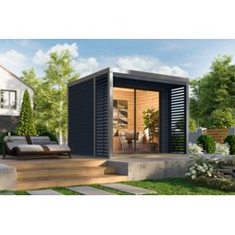 Gartenhaus Karibu "Saturino", anthrazit, graualuminium, Fu&szlig;boden im Gartenhaus, Aluminium, Massivholz, Gartenh&auml;user, Gartenhaus, inkl. Massivholzfu&szlig;boden