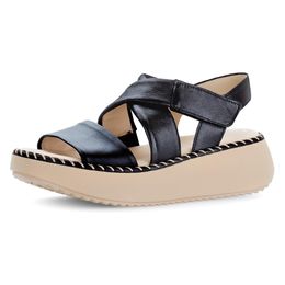 Sandalette Gabor, Damen, Gr. 40, schwarz, Nappaleder, unifarben, Schuhe Sandalette, Plateau, Sommerschuh, Rimchensandale mit Kontrastnaht