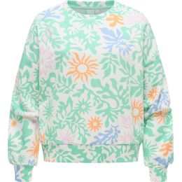 Rundhalspullover Ragwear "Sweater Wuss Print", Damen, Gr. S, gr&uuml;n (mint combo), Obermaterial: 70% Baumwolle CO. 30% Polyester PES., Rundhals, &Auml;rmel ohne &Auml;rmelschlitz Rippb&uuml;ndchen, Pullover Rundhalspullover