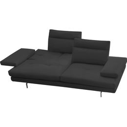 3,5-Sitzer Calia italia "Toby Wing, 228 cm breit, italienisches Designsofa, Megasofa", grau (grigio scuro bull), B:228cm H:90cm T:113cm, Leder BULL (100% Leder), Sofas, 3 5-Sitzer, inkl. Sitztiefenverstellung und Armteilfunktion, F&uuml;&szlig;e in Schwarz matt
