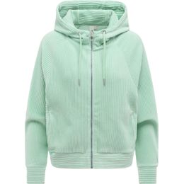 Ragwear Damen Sweatjacke "Corduly Cordy"mint26, Gr. M, Material: 76% Baumwolle, 20% Polyester, 4% Elasthan, Sweatjacken, Freizeitjacke Zip-Hoodie aus