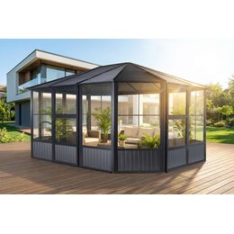 Pavillon Sojag "Charleston 12x15", grau (wei&szlig;, neutral), B/H/T: 489cm x 280cm x 384cm, Pavillons, Pavillon, Wintergarten, BxT: 489x384 cm