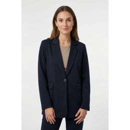 Jackenblazer Freequent "FQNANNI", Damen, Gr. XL, grau (salute), Web, Obermaterial: 73% Polyester, 24% Viskose, 3% Elasthan, unifarben, bequem h&uuml;ftbedeckend, V-Ausschnitt, Blazer Jackenblazer, mit Knopfverschluss und Reverskragen