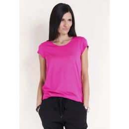 T-Shirt Seidel Moden, Damen, Gr. 38, pink, Jersey, Obermaterial: 96% Viskose, 4% Elasthan, unifarben, figurumspielend h&uuml;ftlang, Rundhals, abgesteppte Kante, Shirts T-Shirt, mit Kappen&auml;rmel, MADE IN GERMANY
