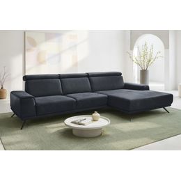 Ecksofa DIE PLANBAR "PN-EM22041 L-Form", blau (nightblau), B:335cm H:89cm T:188cm, Sofas, Ecksofa, wahlweise motorisches Canape oder Sitztiefenverstellung