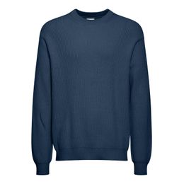 !Solid Strickfleece-Pullover SOLID "Strickpullover SDGia", Herren, Gr. S, blau (big dipper), Obermaterial: 100% Baumwolle CO., Pullover Strickfleece-Pullover