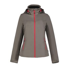 Softshelljacke Icepeak "D SOFTSHELLJACKE BOISE", Damen, Gr. 34, grau, Softshell, Obermaterial: 100% Polyester, sehr schmal, eingesetzt B&uuml;ndchen, Jacken Softshelljacke, Wasserdicht & Winddicht