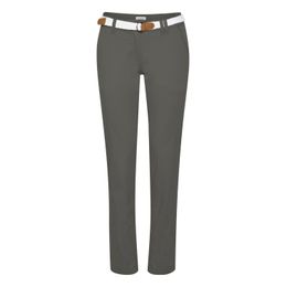 Chinohose oxmo "Chinohose OXChakira", Damen, Gr. 38, N-Gr, grau (dunkelgrau), Obermaterial: 98% Baumwolle CO. 2% Elasthan EL., Hosen Chinohose