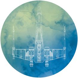 Fototapete Komar "Vlies selbstklebend - Star Wars X-Wing - Gr&ouml;&szlig;e 125 x 125 cm", bunt (blau, wei&szlig;, gr&uuml;n), B:125m L:125m, Vlies, Tapeten, Kinderzimmer