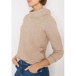 Cecil Damen Langarmshirturban taupe melange, Gr. XL, unifarben, Stoff, 64% Polyester, 32% Viskose, 4% Elasthan, Shirts, aus strecthigem