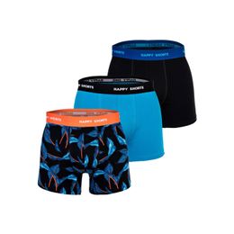 Boxershorts Happy Shorts "Boxershort 3er Pack", Herren, Gr. M, bunt (leaves), Obermaterial: 95% Baumwolle CO. 5% Elasthan EL., Unterhosen Boxershorts