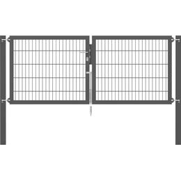 Zaundoppelt&uuml;r Alberts "Flexo Plus", grau (anthrazit), B:250cm H:100cm, Stahl, Tore, Zaundoppelt&uuml;r, anthrazit, verschiedene Abmessungen
