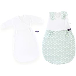 Tr&auml;umeland Babyschlafsack TR&Auml;UMELAND "Set Wolke mint", Baby, Gr. 80/86, umlaufender Rei&szlig;verschluss, gr&uuml;n, Obermaterial: 100% Baumwolle, Schlafs&auml;cke