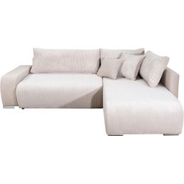 Ecksofa Collection AB "Poppy, L-Form, Breite 227 cm mit Schlaffunktion", hellgrau, beige, B:227cm H:41cm T:169cm, 100%Polyester, Sofas, Ecksofa, inkl. Schlaffunktion und Bettkasten