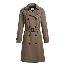 Trenchcoat Khujo "Trenchcoat Rula2", Damen, Gr. L, braun (latte braun), Obermaterial: 65% Baumwolle CO. 35% Polyester PES. Obermaterial: Futter: 95% Polyester PES. 5% Elasthan EL., M&auml;ntel Trenchcoat