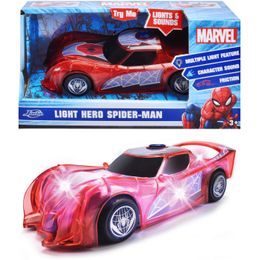 Spielzeug-Auto DICKIE TOYS "Marvel Light Hero Spider-Man 1:32", blau (blau, rot), Spielzeugfahrzeuge, KinderT:15cm, Kunststoff, Spielzeug-Auto, mit Licht und Sound, T:15cm