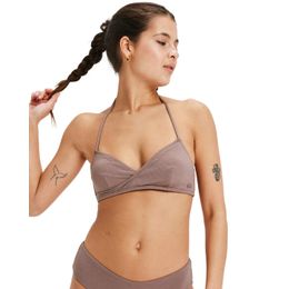 Bandeau-Bikini-Top Roxy "Lasca", Damen, Gr. L, Cup B, grau (deep taupe), Obermaterial: 78% Nylon, 9% Nylon, 7, 00% Metall, 6, 00% Elasthan;, Bikini-Oberteile Bandeau-Bikini-Top
