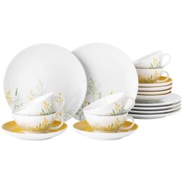 Geschirr-Set Seltmann Weiden "Teeservice Liberty Meadow Grasses 18er Set gelb", gelb, 18, Porzellan, Geschirr-Sets, Geschirr-Set, Sp&uuml;lmaschinenfest, Mikrowellensicher, Ofenfest