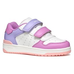 Sneaker Geox "J WASHIBA GIRL", M&auml;dchen, Gr. 33, rosa (wei&szlig;, rosa), Synthetik, Textil, Schuhe Sneaker, Sneaker, Freizeitschuh, Klettschuh im Retro Look