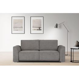 2-Sitzer Inosign "BEATRICE, erh&auml;ltlich in trendigen Stoffoptionen, B/T/H: 143/73/92 cm", grau (mittelgrau), B:195cm H:92cm T:107cm, 100% Polyester, Sofas, In hochwertiger Verarbeitung, incl. 2 gro&szlig;en Zierkissen in Korpusfarbe