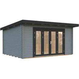 Gartenhaus Palmako "Lea Bifold", hellgrau, anthrazit, Fu&szlig;boden im Gartenhaus, ohne Dacheindeckung, Massivholz, Gartenh&auml;user, Gartenhaus, verschiedene Farben