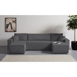 Wohnlandschaft OTTO HOME "CASSI L-Form, 311cm - OTTO. Verl&auml;ssliche Qualit&auml;t.", anthrazit, B:311cm H:79cm T:145cm, Sofas, Wohnlandschaft, Schlaffunktion (133/200), Bettkasten, Cord, Unser Tiefpreis