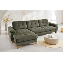 Ecksofa DIE PLANBAR "PP-LA19101 L-Form, Breite 316 cm", forest, B:316cm H:86cm T:177cm, 88% Polyester;12% Polyamid, Sofas, Ecksofa, wahlweise mit Bettfunktion und verstellbaren Kopfst&uuml;tzen, in Cord