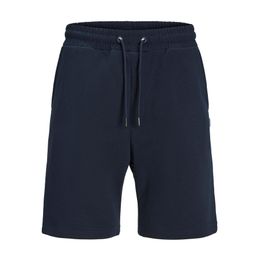 Jack & Jones PlusSize Sweatshorts "JPSTGORDON BRADLEY SWEAT SHORTS MI PLS", Damen, Gr. 48 (7XL), N-Gr, navy blazer, angeraute Sweatware, Obermaterial: 65% Polyester, 35% Baumwolle, JACK & JONES PLUSSIZE, unifarben, regular fit ca. Mitte Oberschenkel, Hosen Sweatshorts, mit Kordelzug