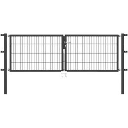 Zaundoppelt&uuml;r Alberts "Flexo", grau (anthrazit), B:250cm H:80cm, Stahl, Tore, Zaundoppelt&uuml;r, 250 cm Breite, in versch. H&ouml;hen