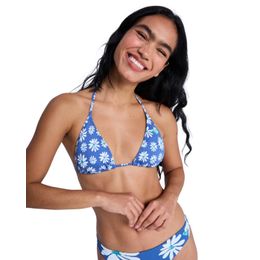 Triangel-Bikini-Top Roxy "Printed Essentials Tiki Tri", Damen, Gr. S, Cup B, dutch blau flower soul small, Obermaterial: 85% Microfaser, 15% Elasthan;, Bikini-Oberteile Triangel-Bikini-Top
