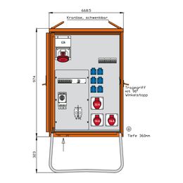 Walther Werke Verteilerschrank 44kVA,2RCDs TypB,9LS WV0369R1)
