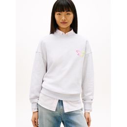 Sweatshirt Tommy Jeans "TJW BXY COLOR BUBBLE CREW EXT", Damen, Gr. XXXL(46), ice grau heather, Sweatware, Obermaterial: 100% Baumwolle, meliert, Rundhals, Sweatshirts Sweatshirt