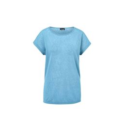 Kurzarmshirt GOLDNER "Shirt in Leinenoptik", Damen, Gr. 38, blau (eisblau), Obermaterial: 80% Polyester PES. 20% Viskose CV., figurumspielend, Sonstiges, Shirts Kurzarmshirt, U-Boot-Ausschnitt