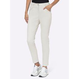 Stretch-Hose Heine, Damen, Gr. 34, Normalgr&ouml;&szlig;en, beige (ecru), 72% Baumwolle, 25% Polyester, 3% Elasthan, unifarben, 7/8-L&auml;nge, Hosen Stretch-Hose