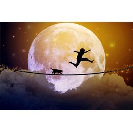 Fototapete papermoon "VOLLMOND-MOND WOLKEN STERNE HIMMEL NATUR SURREAL DEKO", bunt, B:4m L:2,6m, Vlies, Tapeten