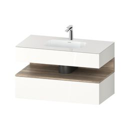 Duravit Einbauwaschtisch-M&ouml;bel-Set Qatego 100x55x60cm, E Ma/w hgl, Konsolen-Waschtischunterbau (QA4786055220000)