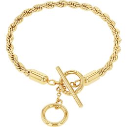Armband Amor "Kordelkettengliederung", gold (gelbgoldfarben), Armb&auml;nder, Damen, 19cm, Edelstahl, Armband