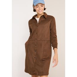 Cecil Damen Shirtkleid, braun, Gr. S, unifarben, Stoff, 95% Polyester, 5% Elasthan, Kleider, knielang