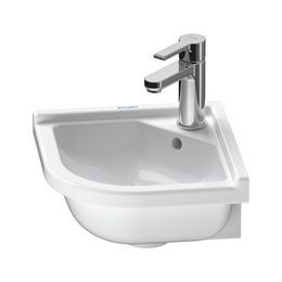 Duravit Eck-Handwaschbecken Starck 3 43x38cm, m HL, &Uuml;L, Hahnlochbank, wei&szlig; (0752440000)