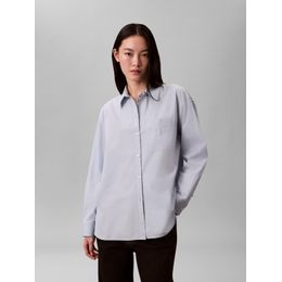 Damen Hemdbluseniagara mist, Gr. XS, Calvin Klein Jeans, unifarben, Popeline, Obermaterial: 96% Baumwolle, 4% Elasthan, Blusen, relaxte Passform,