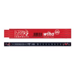 wiha Gliederma&szlig;stab Longlife&reg; Plus Composite 2 m metrisch, 10 Glieder rot/ schwarz (37067)