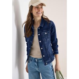 Cecil Damen Jeansjacke, blau, Gr. XL, unifarben, Web, 70% Baumwolle, 28% Polyester, 2% Elasthan, Jacken, mit Knopfleiste