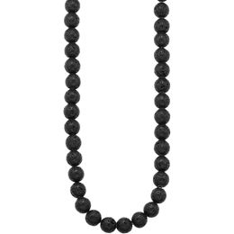 Edelstahlkette Bruno Banani "Schmuck Geschenk Lavasteinkette", schwarz (edelstahlfarben, schwarz), Halsketten, Herren, Edelstahl, L: 60, Edelstahlkette, mit Lavastein
