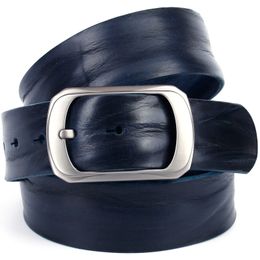 Anthoni Crown Damen Lederg&uuml;rtel, blau, Gr. 90, unifarben, Leder, G&uuml;rtel, Jeansg&uuml;rtel genarbt